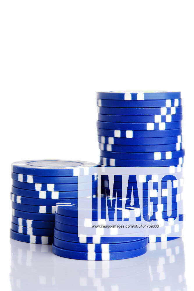 Blue Gambling Chips Isolated on