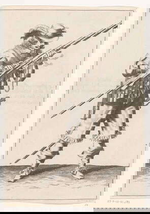 Soldier that blows powder from his musket; Arms handhe van Roers ...