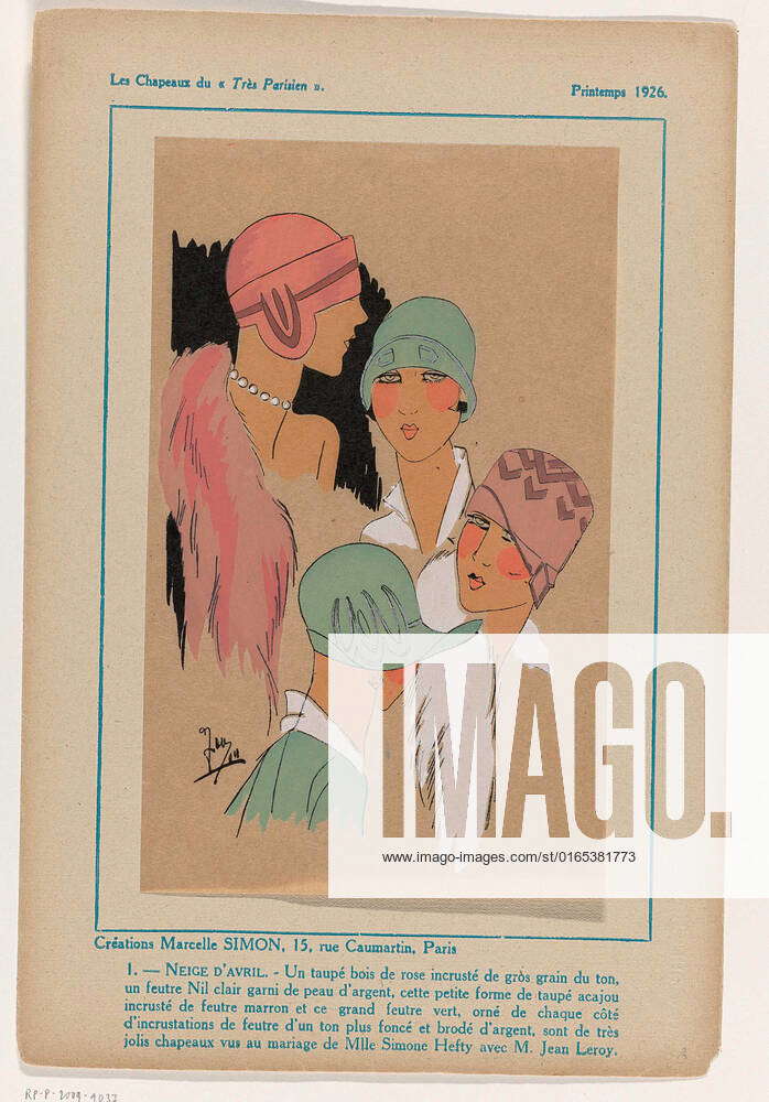 Les Chapeaux du Tres Parisien, Printemps 1926: CrÃ ations Marcelle ...