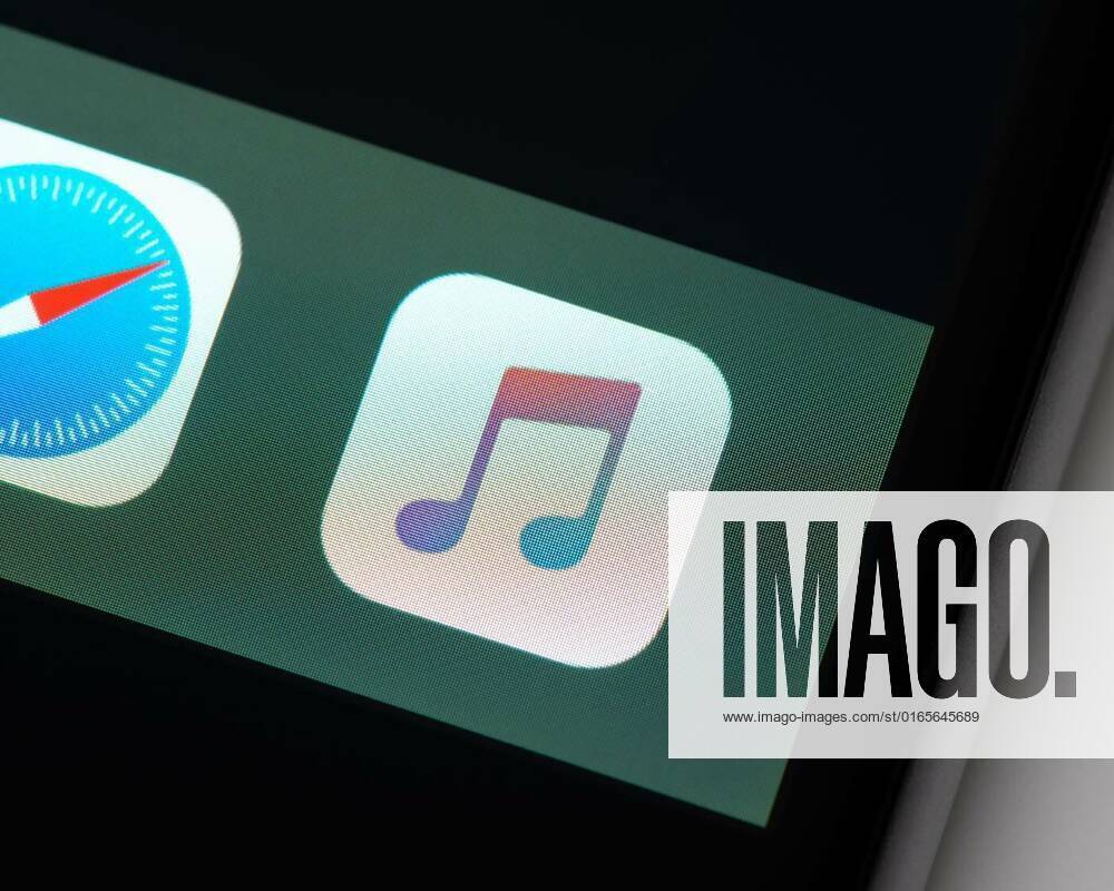 Music app icon on Apple iPhone screen, BAYONNE, FRANCE - CIRCA JANUARY ...