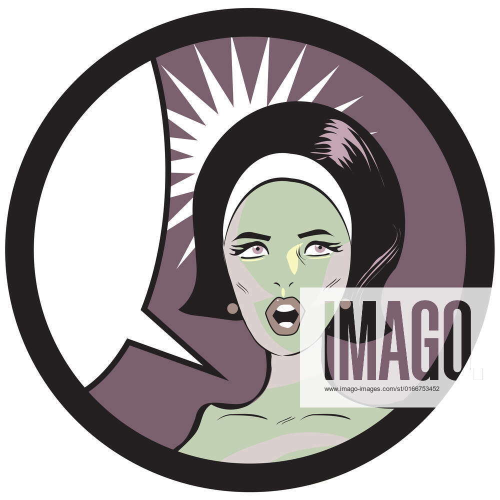 Young woman with beautiful surprised face - pop art portrait, 21202254 ...