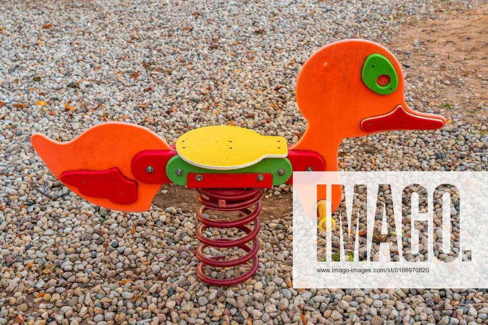 Rocking duck in the playground, A rocking duck in the playground of a ...