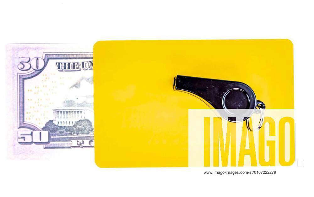 Yellow card of a football referee with money., Warning cards and money ...