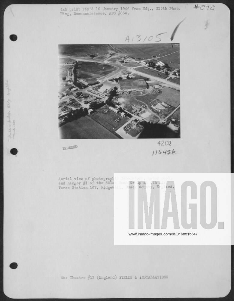 Aerial View Of Photographic Laboratory, Motor Pool, And Hanger 1 Of The ...