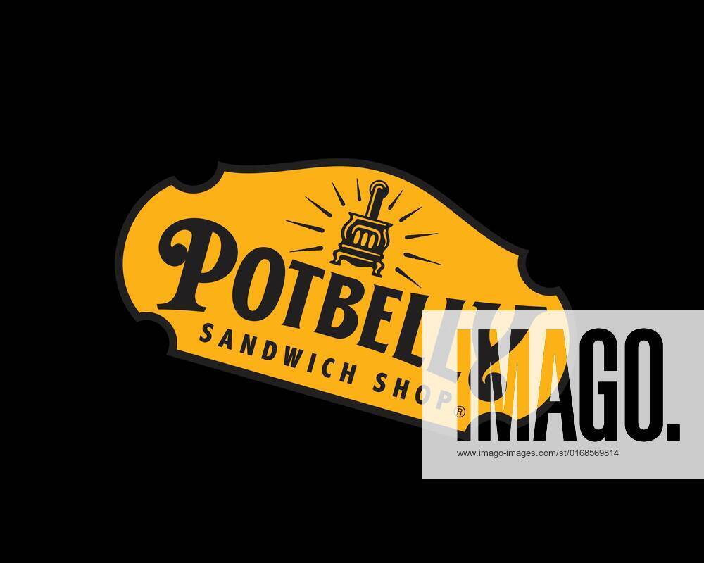 potbelly Sandwich Shop, Twisted Logo, Schwarzer Background B