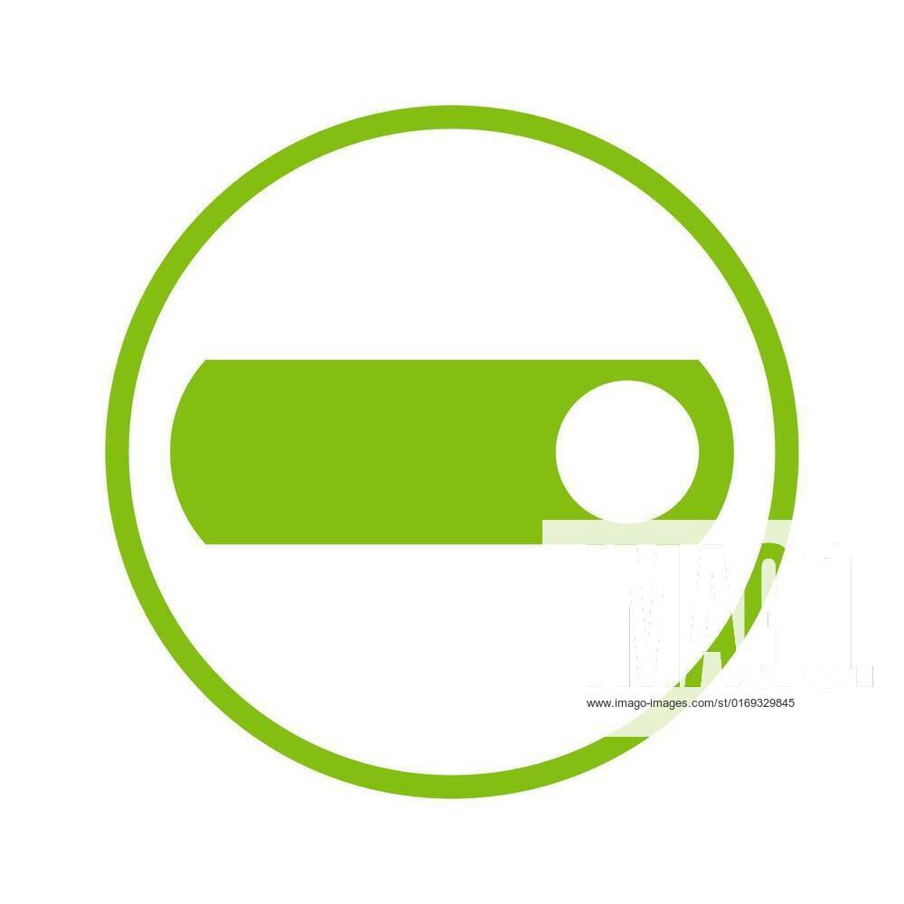 Turn on - Green settings icon, Control symbol in circle: Turn on ...