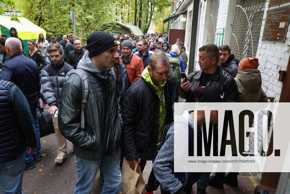 MOSCOW REGION, RUSSIA - SEPTEMBER 26, 2022: Mobilized men are seen at a ...