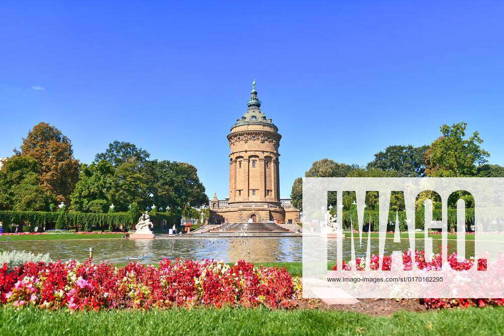 water tower, a Landmark the Germans City Mannheim, in a small public ...
