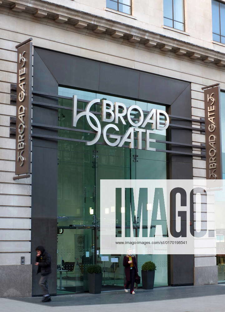 View of the entrance to the Broad Gate offices and retail building on ...