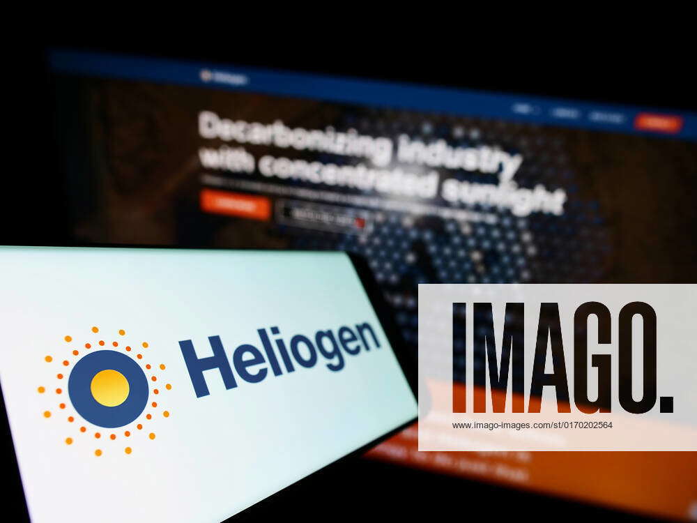 Smartphone with logo of US renewable energy company Heliogen Inc. on ...
