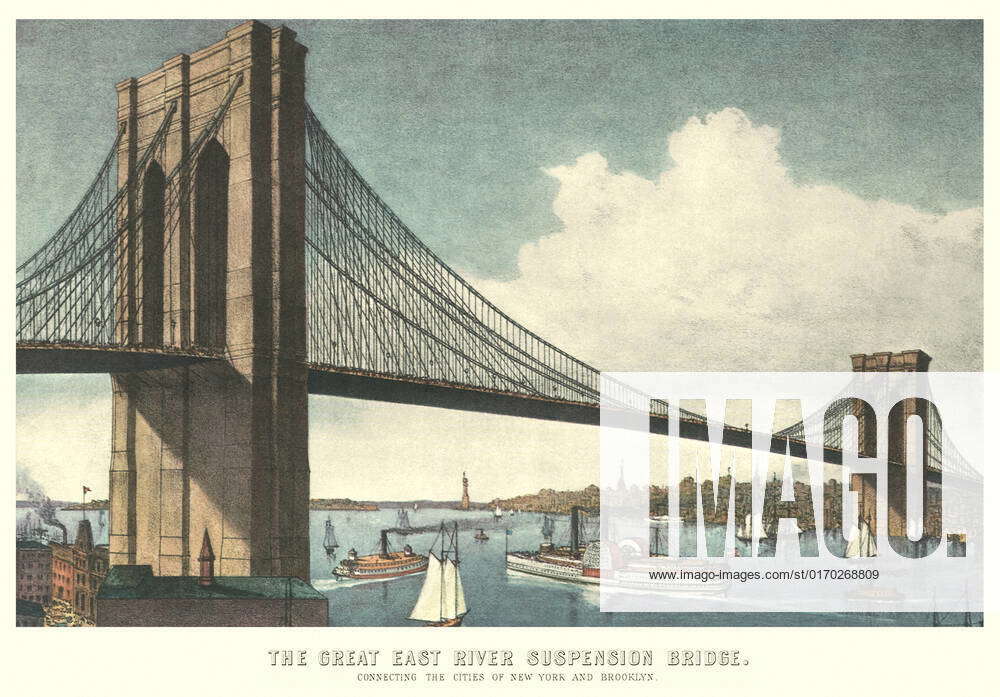 The Great East River Suspension Bridge Currier, Nathaniel & Ives, Jam