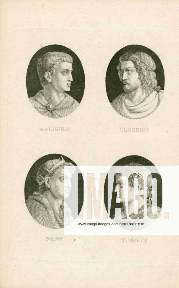 Kaligula ; Claudius ; Nero ; Tiberius still image. Portrait prints. The ...