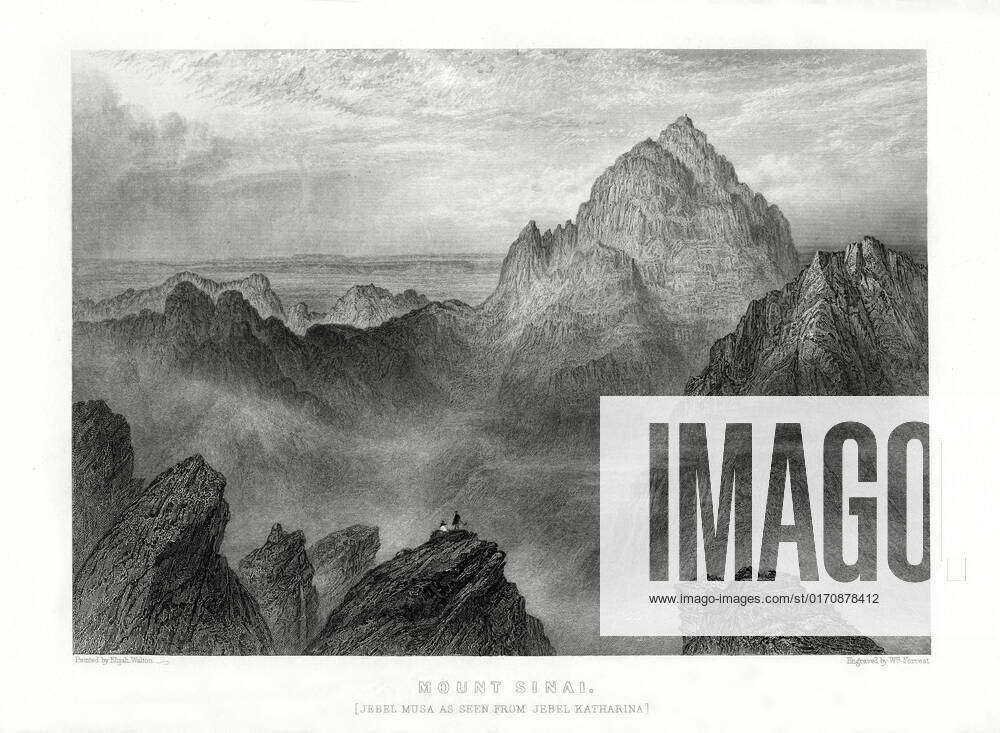 Mount Sinai: Jebel Musa as seen from Jebel Katharina, 1887. View of Mt ...