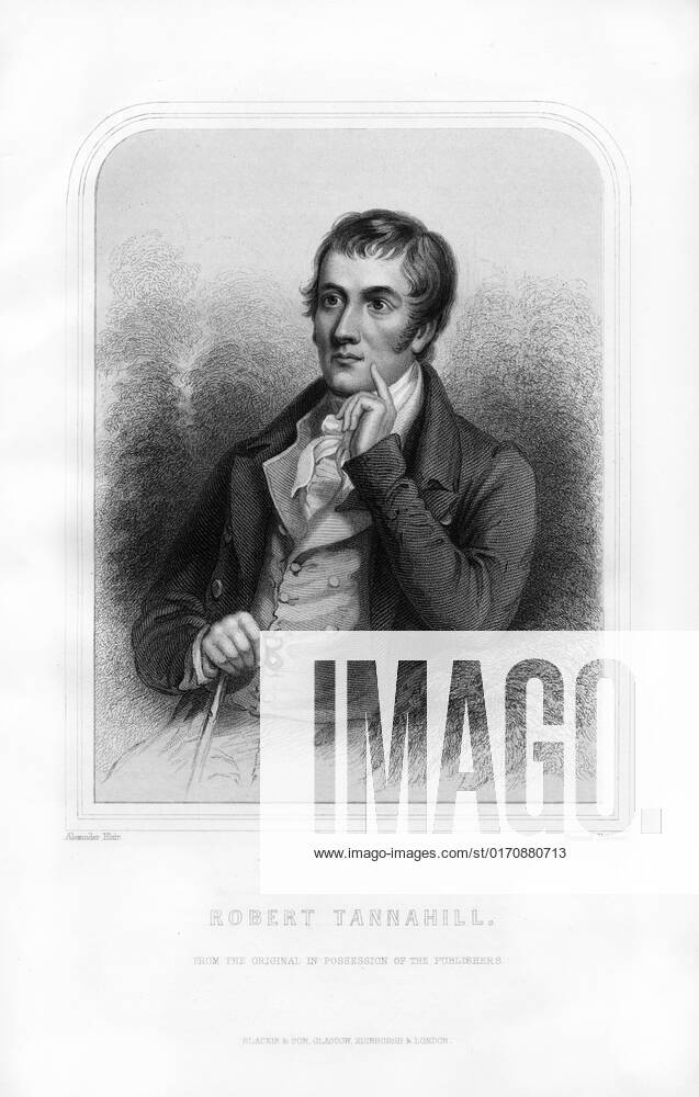 Robert Tannahill, Scottish poet, 1870. An engraving of Tannahill from ...