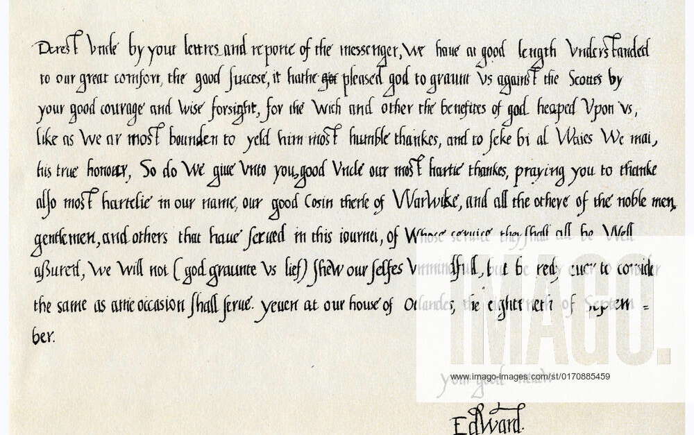 Letter from Edward VI to his uncle, Edward Seymour, 18th September 1547 ...