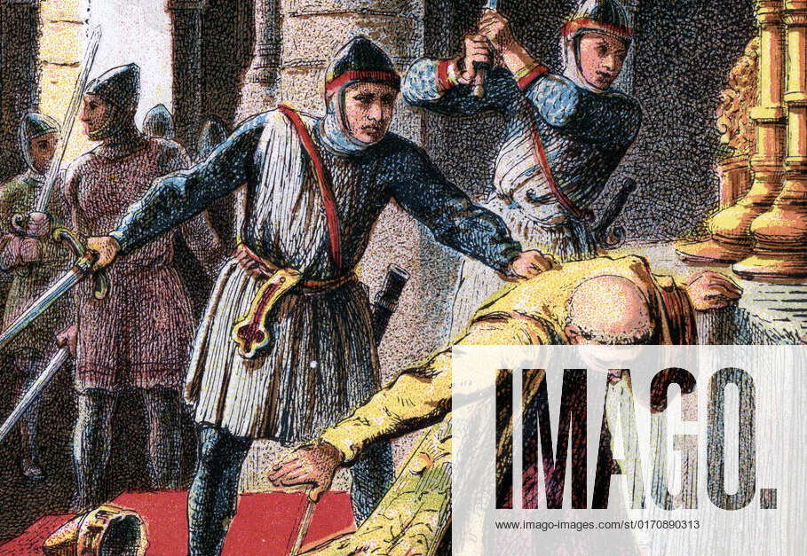 Murder Of Thomas A Becket , 1170, (c1850). A sword s crushing blow ...