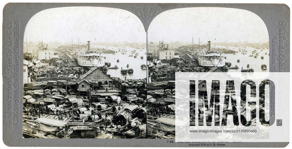 The Pearl River (Zhu Jiang) at Canton (Guangzhou), China, 1902 ...