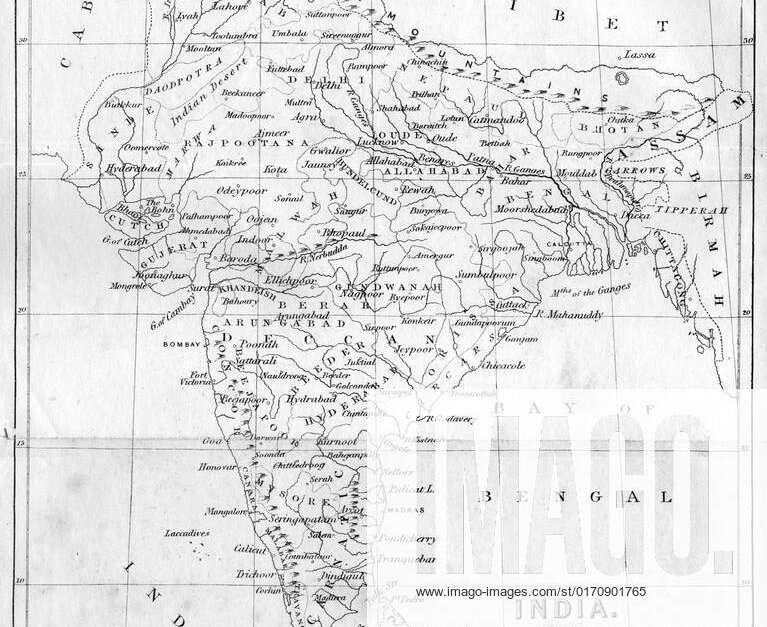 RECORD DATE NOT STATED Map of India, 1847. Illustration from The ...