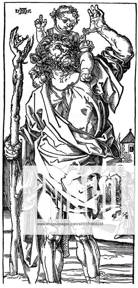 St Christopher carrying the Infant Christ , 1525, (1936). A print from ...