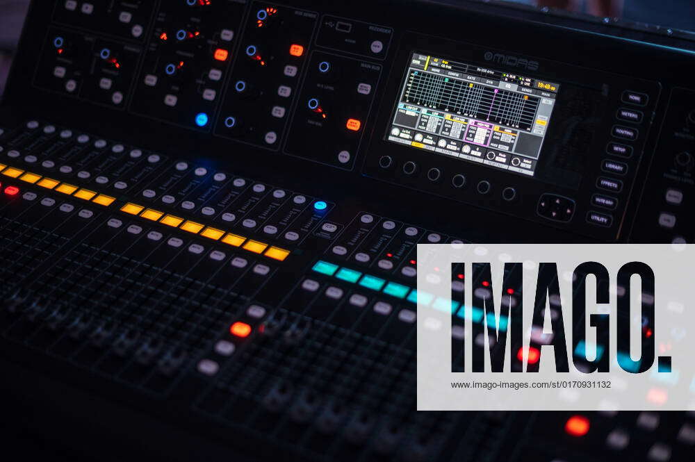 Sound control table in theatre Zaragoza