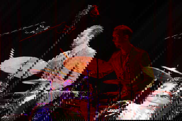 Der deutsche Jazz-Schlagzeuger Tim Dudek im Oberhausener Ebertbad ...