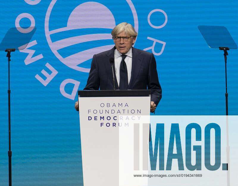 Dr Lee Bollinger at a public appearance for Inaugural Obama Foundation ...