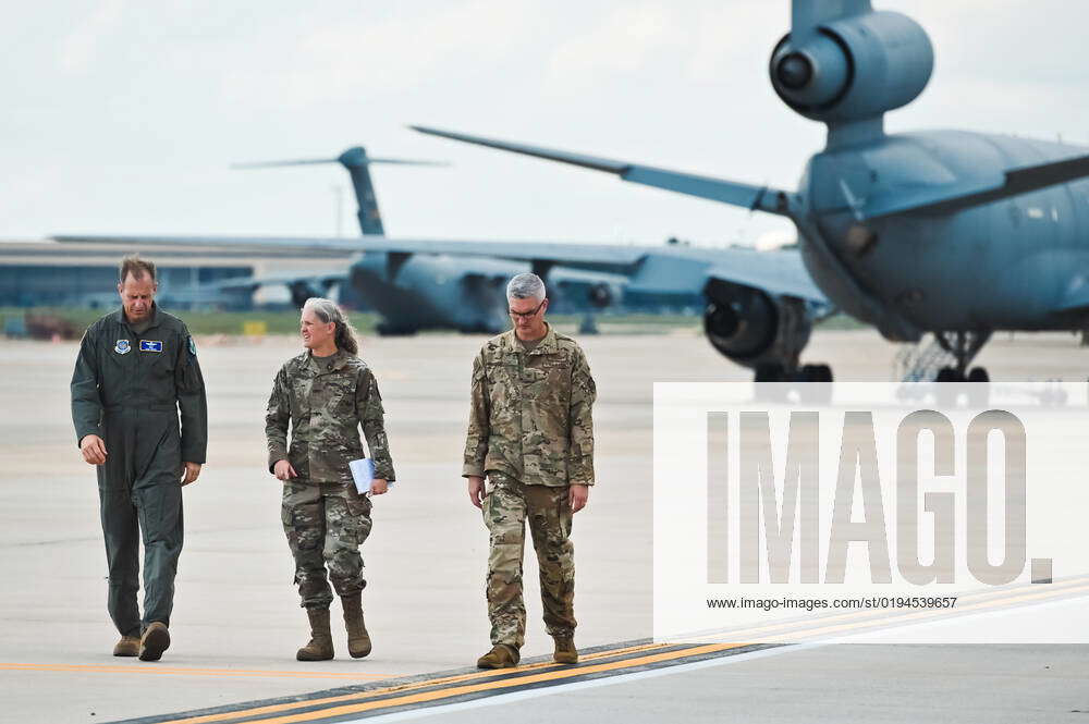 U.S. Air Force Maj. Gen. Corey Martin, 18th Air Force commander, speaks ...