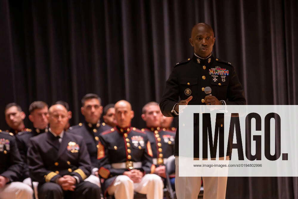 U.S. Marine Corps Col. Reginald J. McClam, commanding officer of The Basic School, gives his