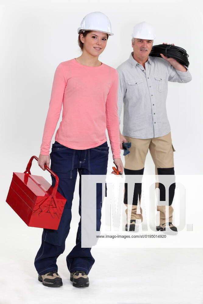 Male and female electricians, model released, 7999016, assistant, build ...