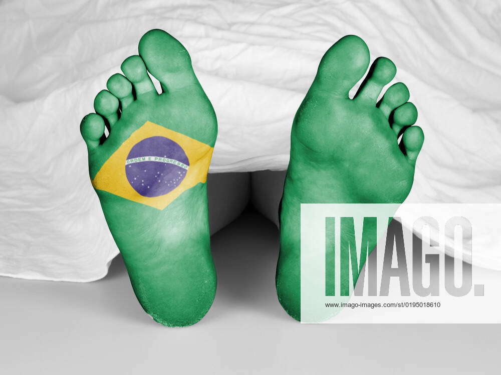 Dead body under a white sheet, flag of Brazil , 8007266, adult, autopsy ...