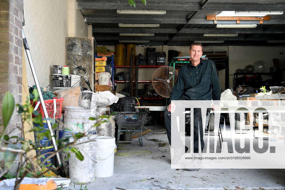 JAMIE NORTH CONCRETE SCULPTURES, Artist Jamie North poses for a ...