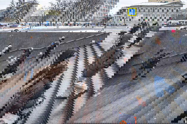 Russia, Moscow. A pedestrian underpass on Arbat Square