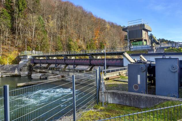 the Iller barrage 5 flu mill with Fish ladder at Altusried, allgaeu ...