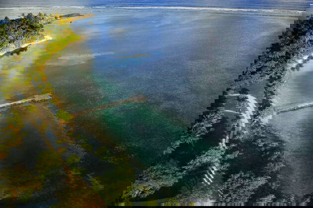 Aerial view on Maldives islands. Gaafu Alifu Atoll. Disappearance of ...