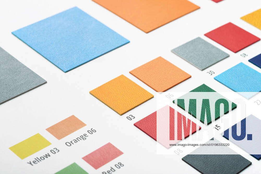 Artificial leather color swatches Close up of artificial leather color ...