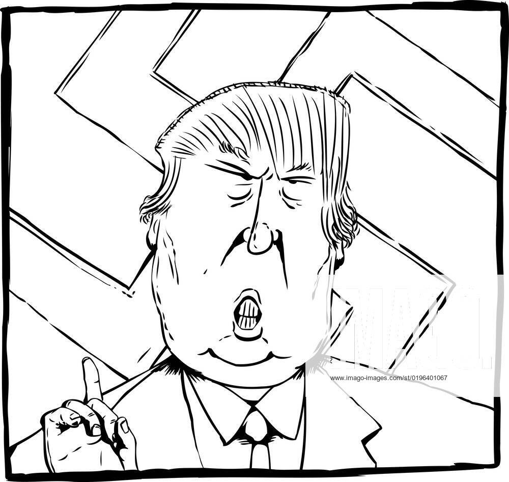 Dec. 27, 2016. Outlined cartoon caricature of President Elect Donald ...