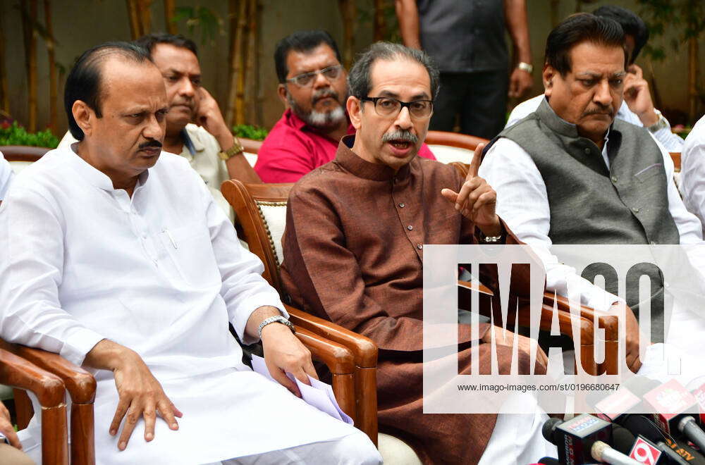 MUMBAI, INDIA - DECEMBER 15: Maha Vikas Aghadi (MVA) leaders Ajit Pawar, Uddhav Thackeray