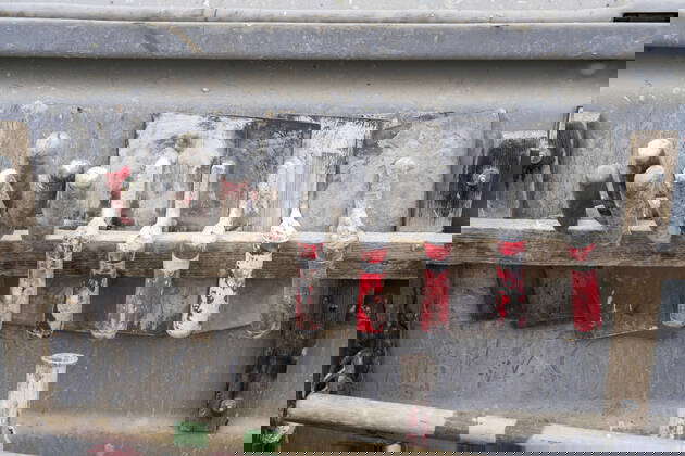 Tool box of craftsmen, plasterers, masons, drywallers, on a ...