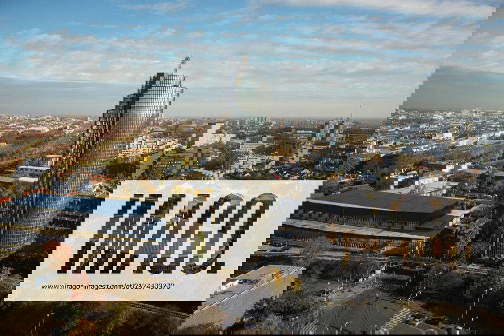 Cibona Tower in Zagreb, Croatia Aerial photo of Cibona Tower at Drazen ...