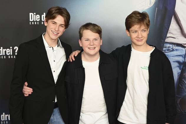 Nevio Wendt, Julius Weckauf and Levi Brandl at the premiere of the feature film The Three Heirs of