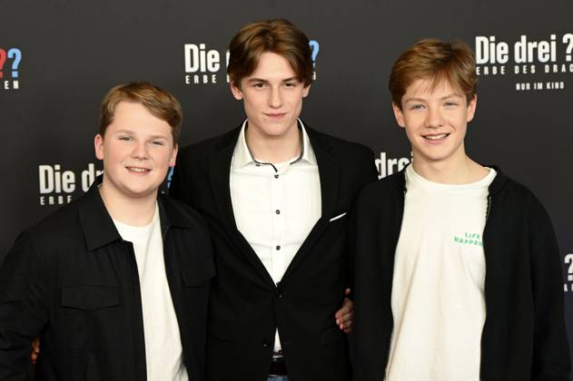 Julius Weckauf, Nevio Wendt and Levi Brandl at the premiere of the feature film The Three Heirs of