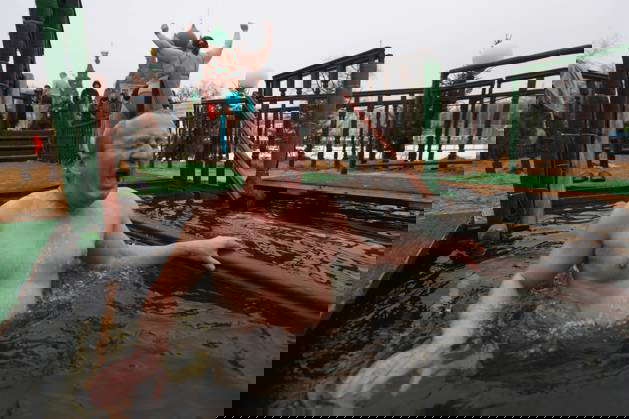 RUSSIA, MOSCOW - JANUARY 19, 2023: An Orthodox believer takes a dip in ...