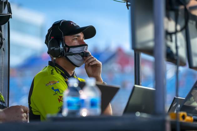 IndyCar Team Manager, Larry Foyt Jr watches as his teams prepare to ...