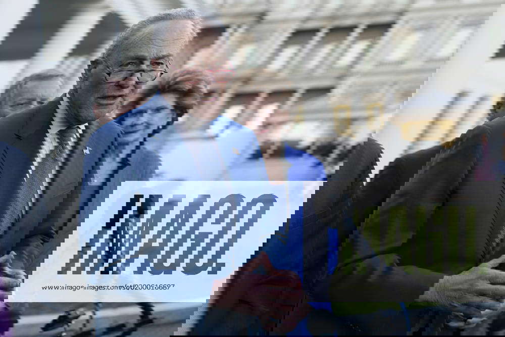 United States Senate Majority Leader Chuck Schumer, D-NY, speaks to the ...