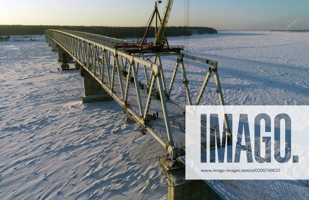 Russia Siberia Bridge Construction 8360326 25.01.2023 An aerial shows ...