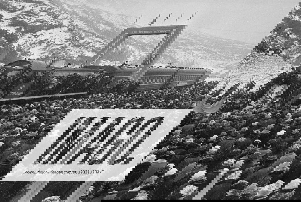 Buryat ASSR, USSR. The participants of the meeting ceremony welcome at ...