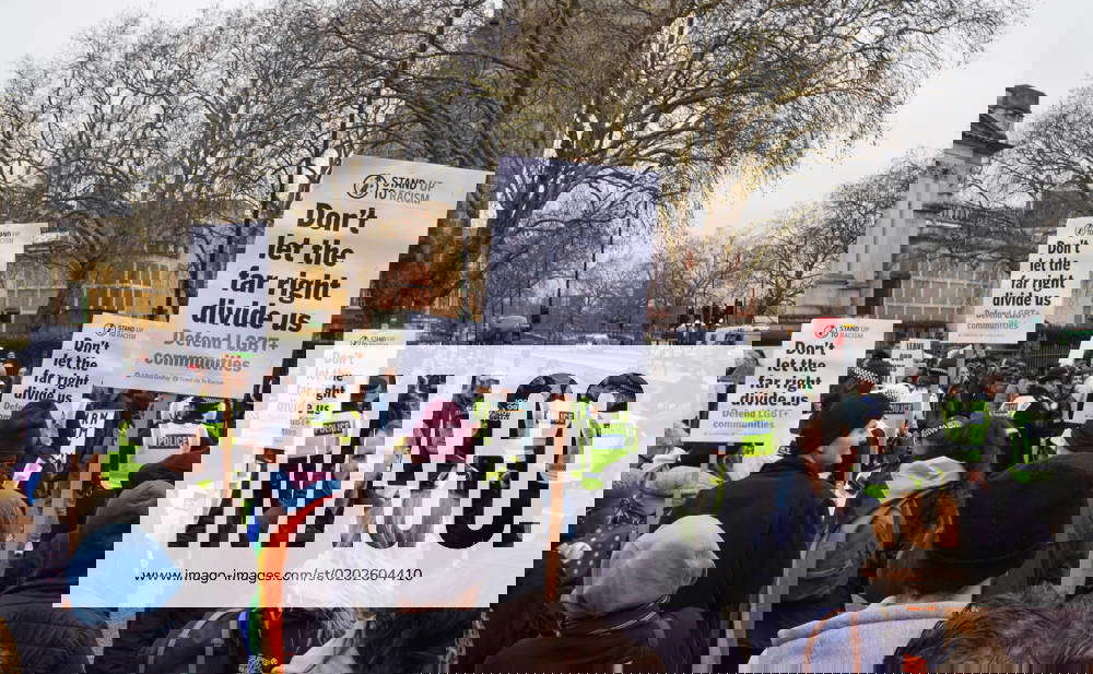 February 11, 2023, London, United Kingdom: Pro-LGBTQ rights protesters ...