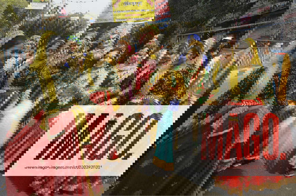 Artist dress in Hindu God attire take part procession on the occassion ...