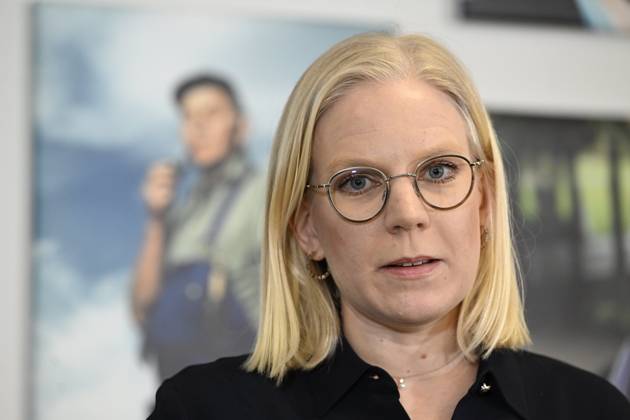 STOCKHOLM 20230217 Karin Ernlund is presented as the Center Partys new party secretary during a
