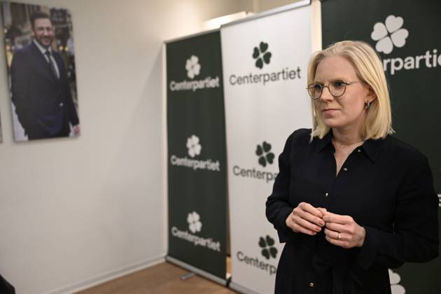 STOCKHOLM 20230217 Karin Ernlund is presented as the Center Partys new party secretary during a